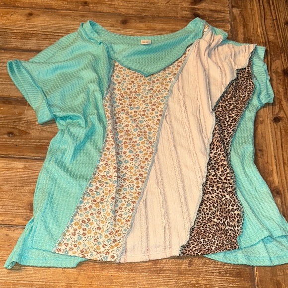 7th Ray | Tops | 7th Ray Blue Asymmetrical Ribbed Tshirt | Poshmark